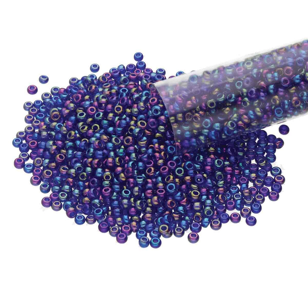 6/0 Czech Seed Beads - Dark Sapphire Aurora Borealis (Color #31100) 20 ...